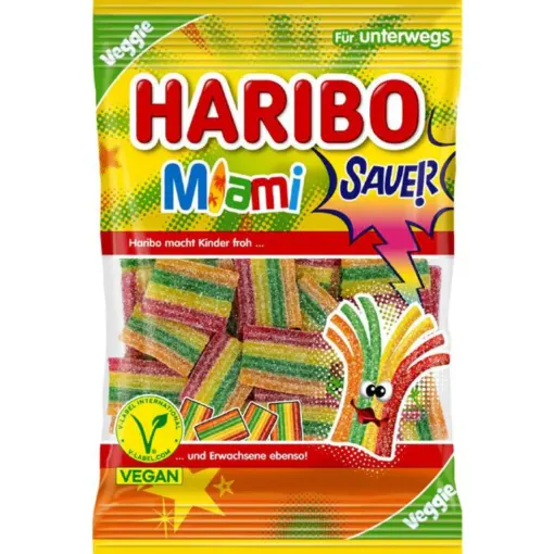 Haribo Miami zuur veggie 85 gram kopen 🍬 Haribo snoep snel geleverd ...